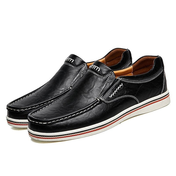 Yeknu Fashion Men Flats Slip On Genuine Leather Men Shoes Brand Design